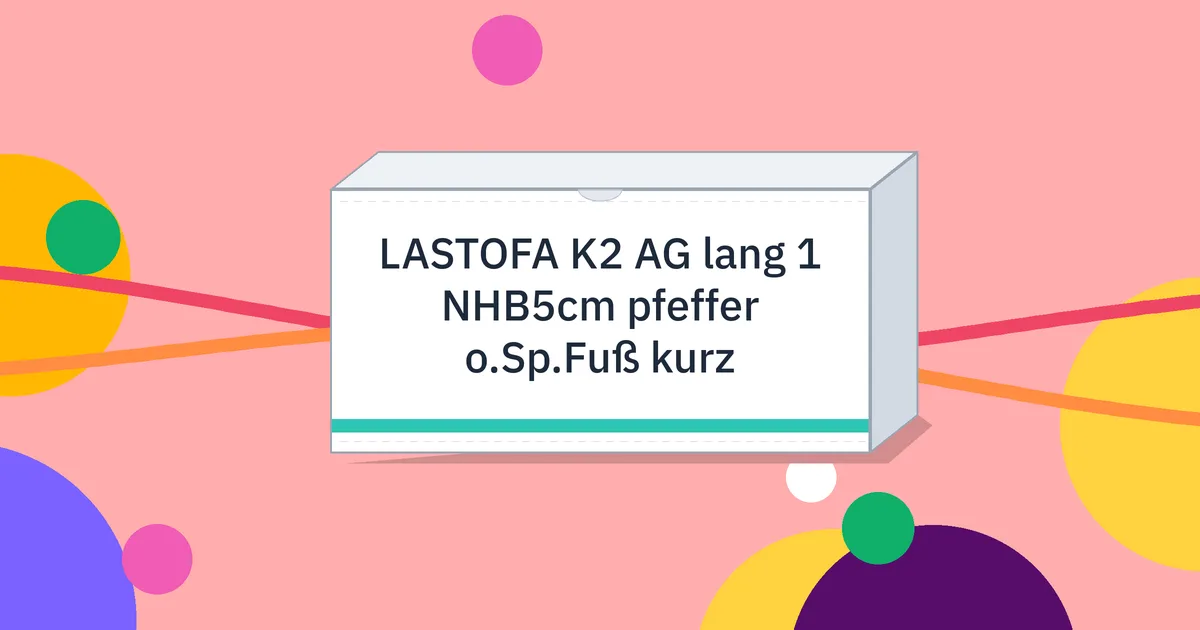 Symbolbild: Packung mit der Aufschrift LASTOFA K2 AG lang 1 NHB5cm pfeffer o.Sp.Fuß kurz (PZN 13802528) – Verfügbarkeit und Bezug in Apotheken in Frankfurt am Main