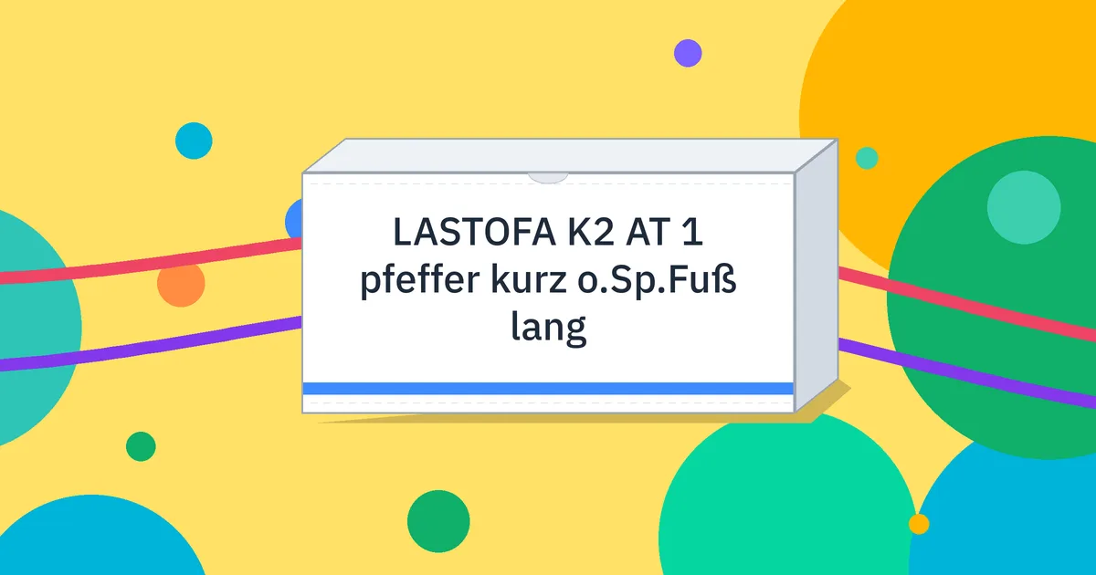 Symbolbild: Packung mit der Aufschrift LASTOFA K2 AT 1 pfeffer kurz o.Sp.Fuß lang (PZN 14151435) – Verfügbarkeit und Bezug in Apotheken in Frankfurt am Main
