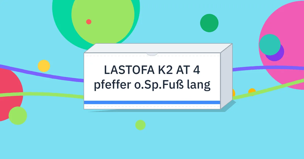 Symbolbild: Packung mit der Aufschrift LASTOFA K2 AT 4 pfeffer o.Sp.Fuß lang (PZN 14151760) – Verfügbarkeit und Bezug in Apotheken in Frankfurt am Main