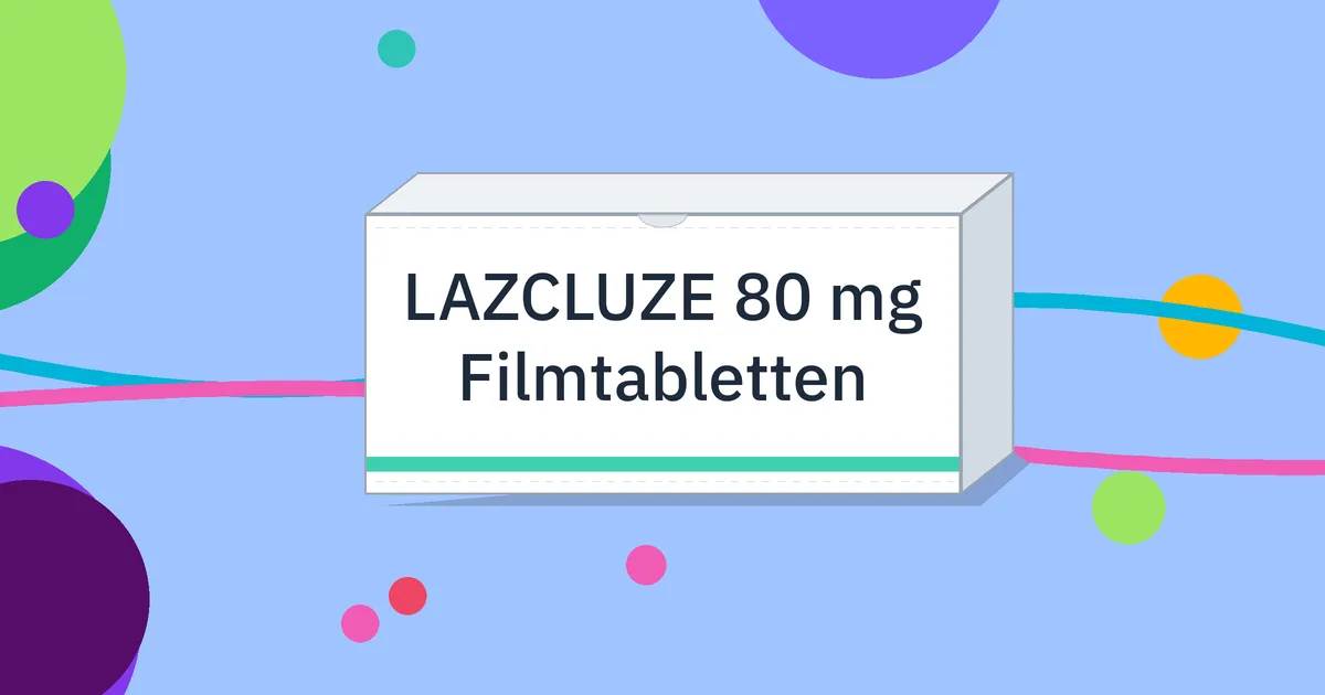 Symbolbild: Packung mit der Aufschrift LAZCLUZE 80 mg Filmtabletten (PZN 19210929) – Verfügbarkeit und Bezug in Apotheken in Frankfurt am Main