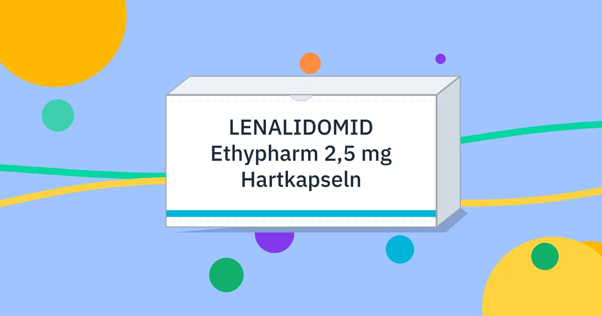 Symbolbild: Packung mit der Aufschrift LENALIDOMID Ethypharm 2,5 mg Hartkapseln (PZN 17629624) – Verfügbarkeit und Bezug in Apotheken in Frankfurt am Main