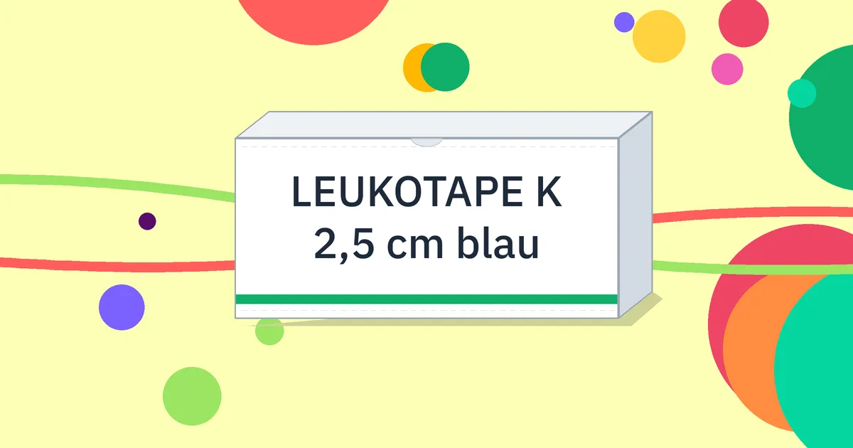 Symbolbild: Packung mit der Aufschrift LEUKOTAPE K 2,5 cm blau (PZN 12655462) – Verfügbarkeit und Bezug in Apotheken in Frankfurt am Main