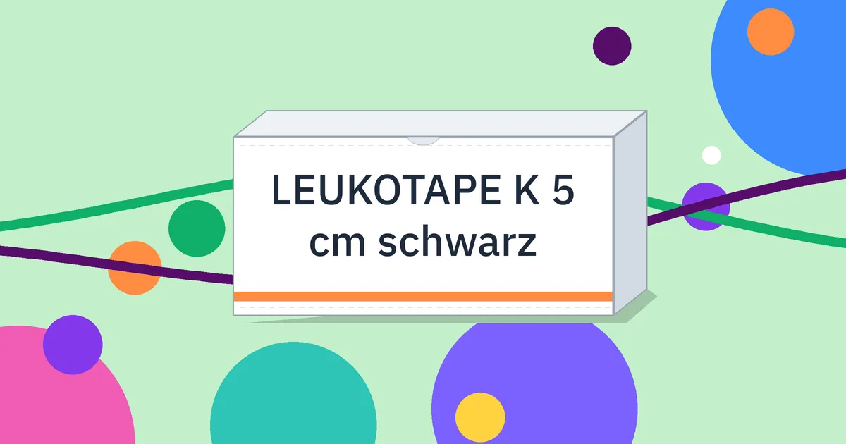Symbolbild: Packung mit der Aufschrift LEUKOTAPE K 5 cm schwarz (PZN 12655551) – Verfügbarkeit und Bezug in Apotheken in Frankfurt am Main