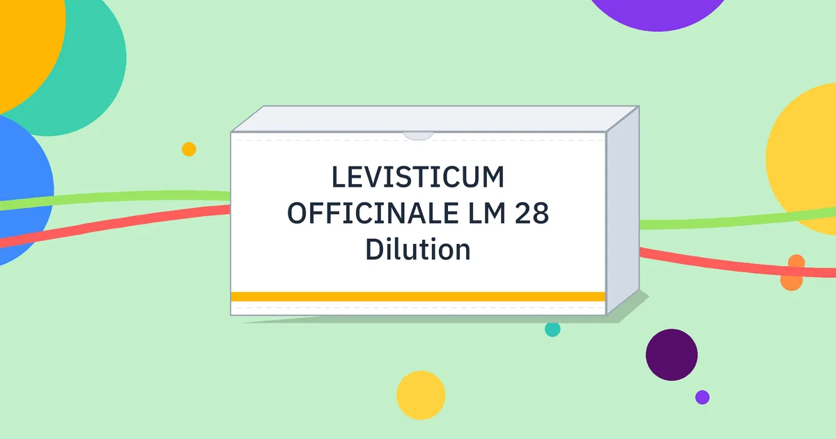 Symbolbild: Packung mit der Aufschrift LEVISTICUM OFFICINALE LM 28 Dilution (PZN 13528458) – Verfügbarkeit und Bezug in Apotheken in Frankfurt am Main
