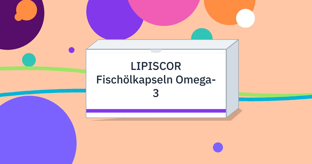 Symbolbild: Packung mit der Aufschrift LIPISCOR Fischölkapseln Omega-3 (PZN 17180940) – Verfügbarkeit und Bezug in Apotheken in Frankfurt am Main