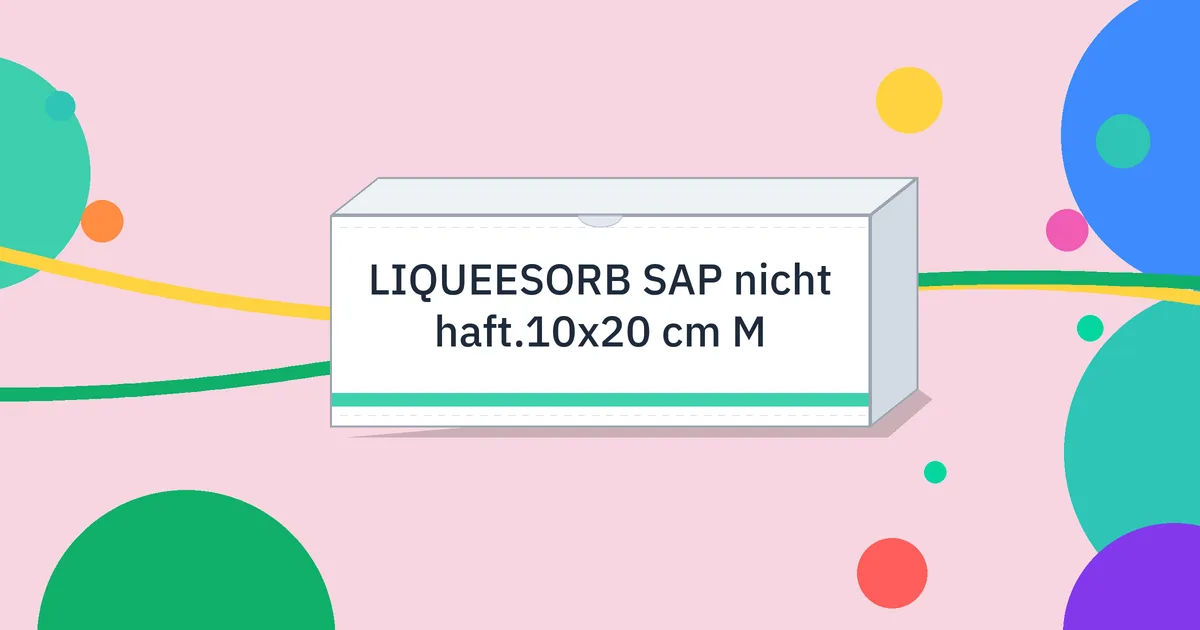 Symbolbild: Packung mit der Aufschrift LIQUEESORB SAP nicht haft.10x20 cm M (PZN 19868824) – Verfügbarkeit und Bezug in Apotheken in Frankfurt am Main