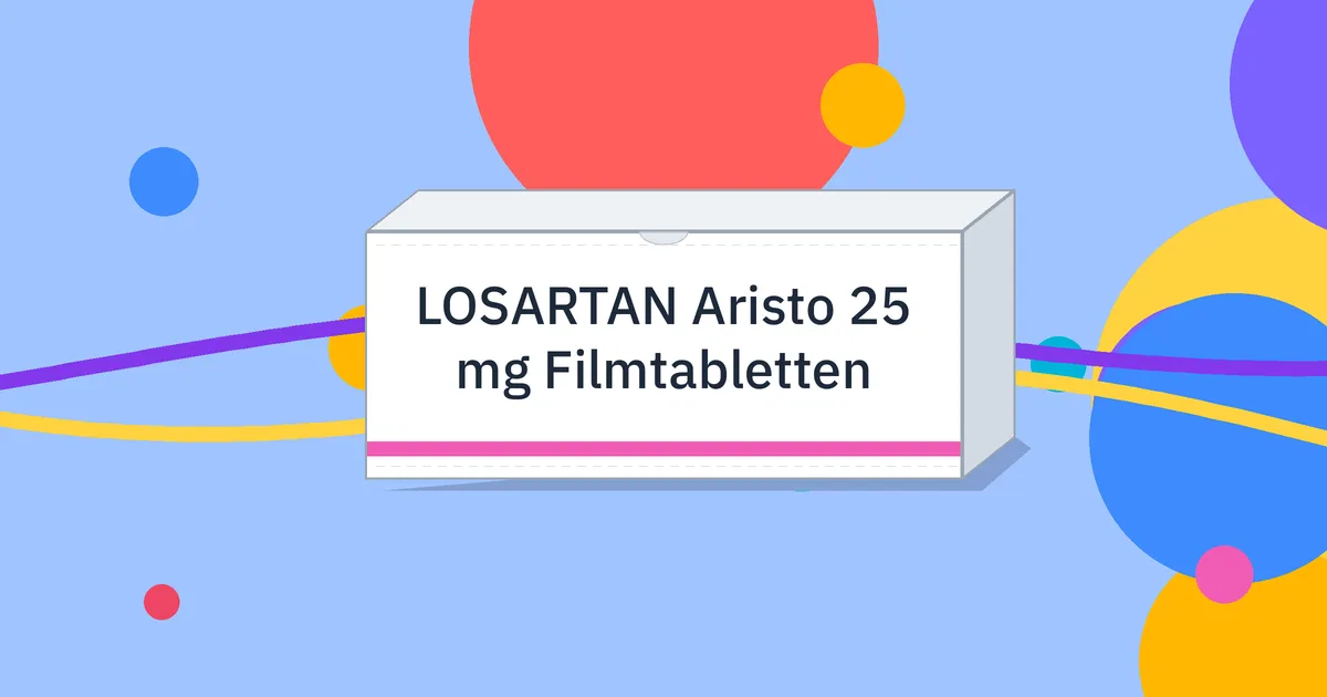 Symbolbild: Packung mit der Aufschrift LOSARTAN Aristo 25 mg Filmtabletten (PZN 06903298) – Verfügbarkeit und Bezug in Apotheken in Frankfurt am Main
