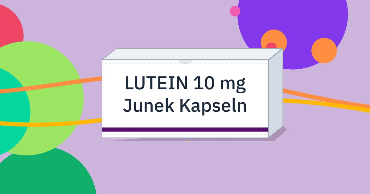 Symbolbild: Packung mit der Aufschrift LUTEIN 10 mg Junek Kapseln (PZN 10396499) – Verfügbarkeit und Bezug in Apotheken in Frankfurt am Main