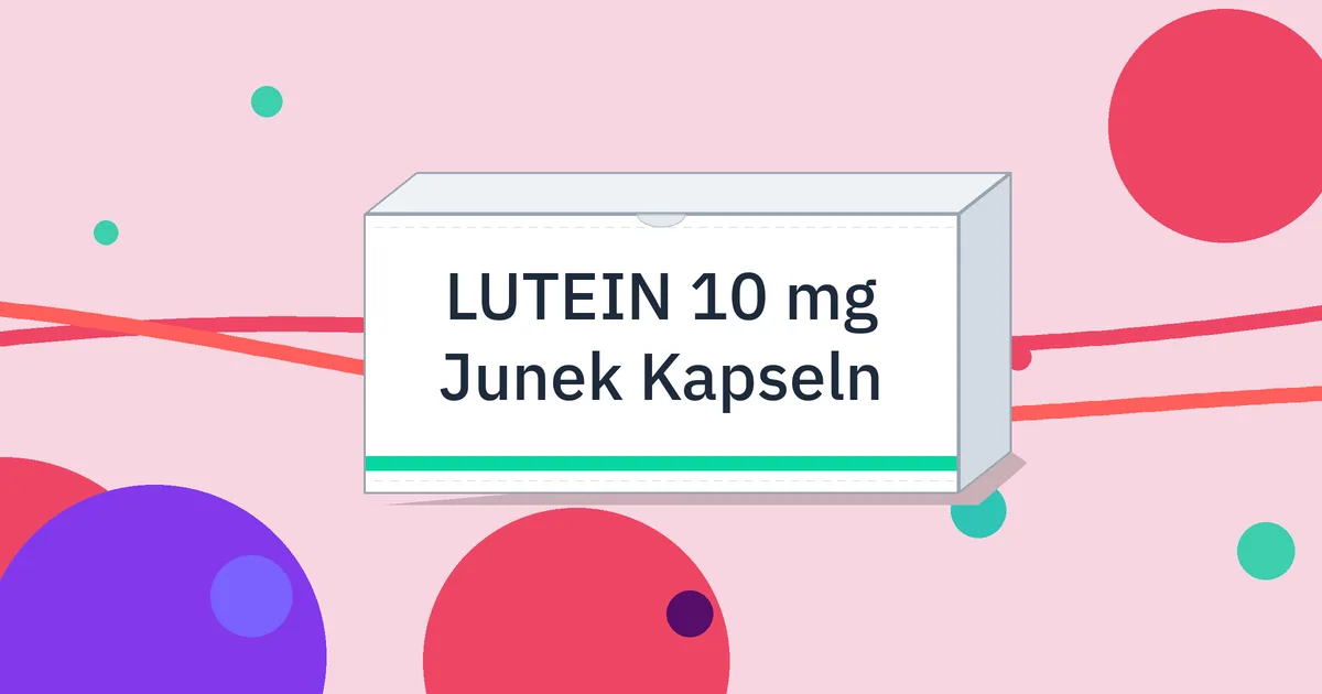 Symbolbild: Packung mit der Aufschrift LUTEIN 10 mg Junek Kapseln (PZN 10396542) – Verfügbarkeit und Bezug in Apotheken in Frankfurt am Main