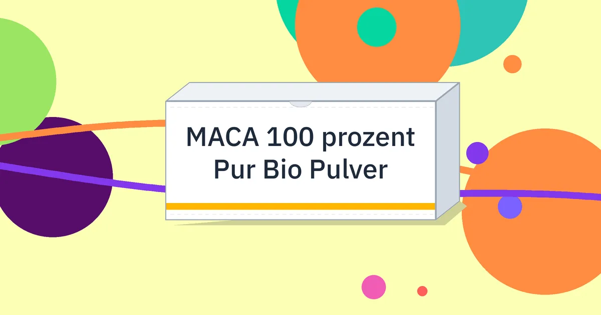 Symbolbild: Packung mit der Aufschrift MACA 100 prozent Pur Bio Pulver (PZN 05394050) – Verfügbarkeit und Bezug in Apotheken in Frankfurt am Main