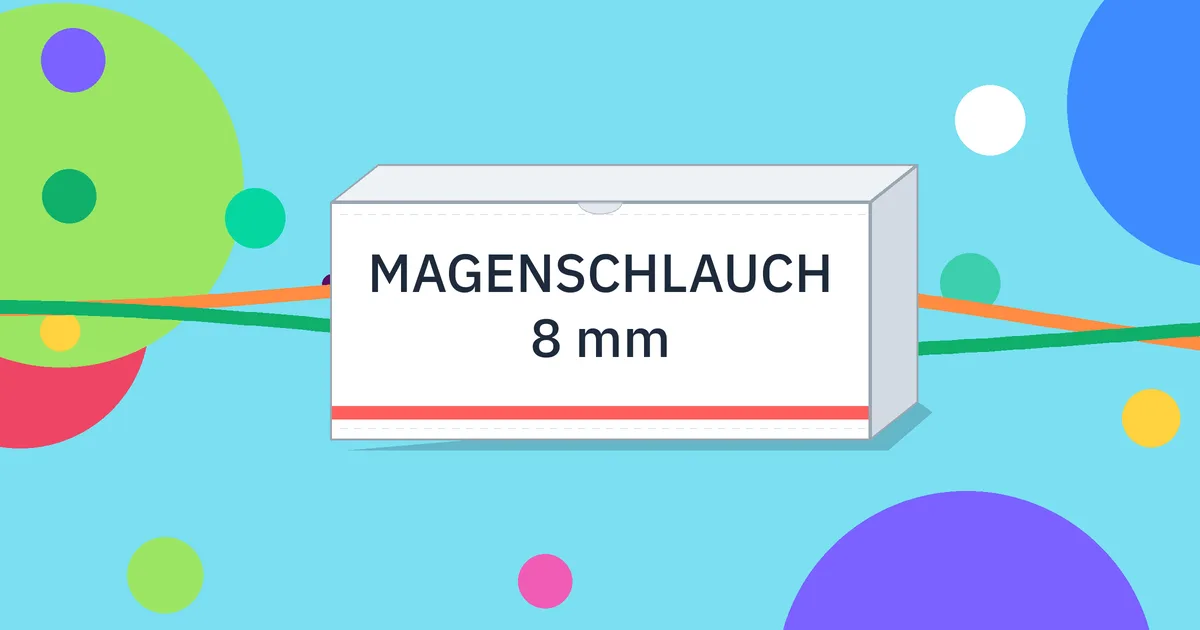 Symbolbild: Packung mit der Aufschrift MAGENSCHLAUCH 8 mm (PZN 01732432) – Verfügbarkeit und Bezug in Apotheken in Frankfurt am Main