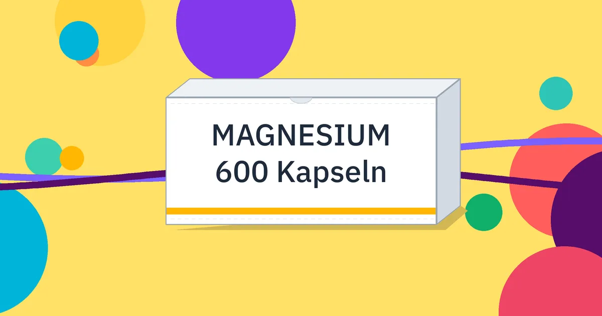 Symbolbild: Packung mit der Aufschrift MAGNESIUM 600 Kapseln (PZN 04926510) – Verfügbarkeit und Bezug in Apotheken in Frankfurt am Main