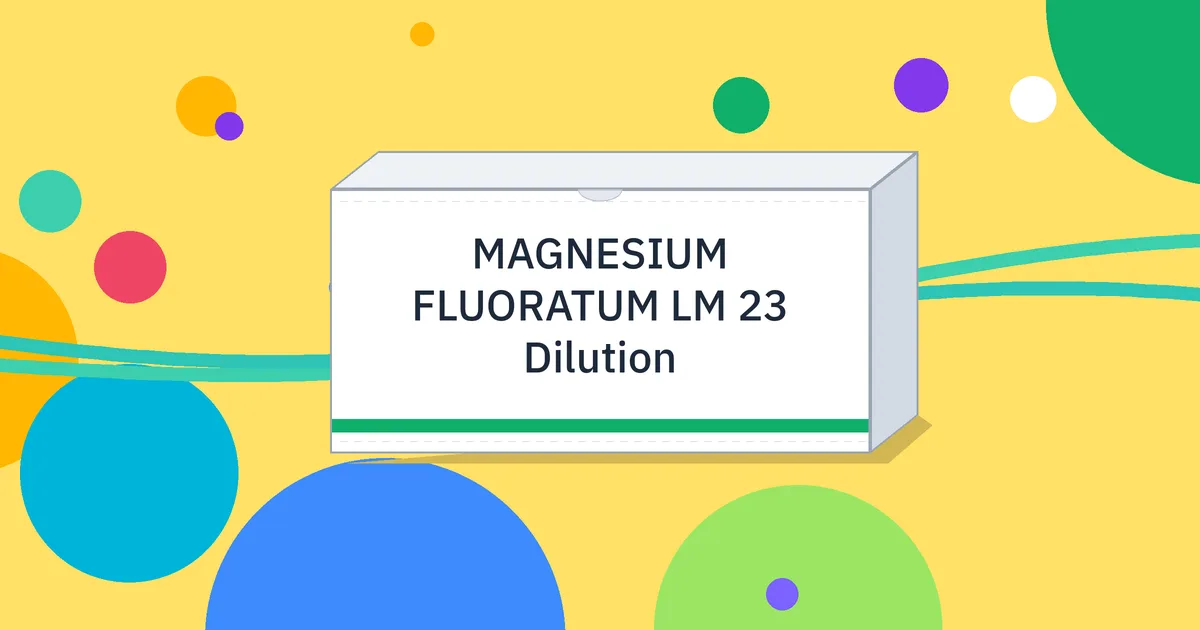 Symbolbild: Packung mit der Aufschrift MAGNESIUM FLUORATUM LM 23 Dilution (PZN 12937597) – Verfügbarkeit und Bezug in Apotheken in Frankfurt am Main