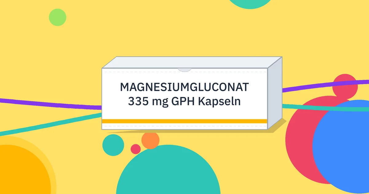 Symbolbild: Packung mit der Aufschrift MAGNESIUMGLUCONAT 335 mg GPH Kapseln (PZN 19786701) – Verfügbarkeit und Bezug in Apotheken in Frankfurt am Main