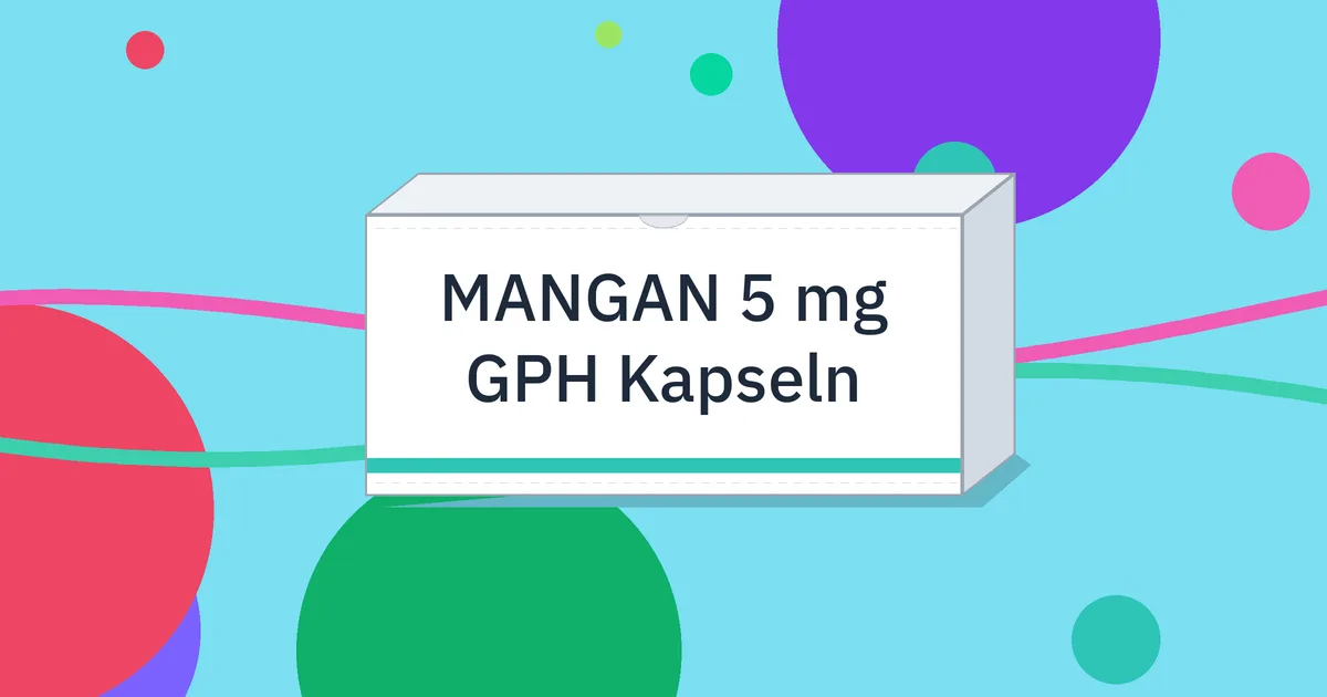 Symbolbild: Packung mit der Aufschrift MANGAN 5 mg GPH Kapseln (PZN 10015422) – Verfügbarkeit und Bezug in Apotheken in Frankfurt am Main