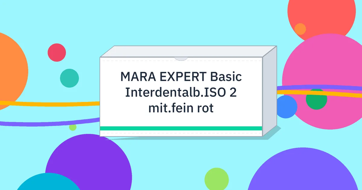 Symbolbild: Packung mit der Aufschrift MARA EXPERT Basic Interdentalb.ISO 2 mit.fein rot (PZN 18457591) – Verfügbarkeit und Bezug in Apotheken in Frankfurt am Main