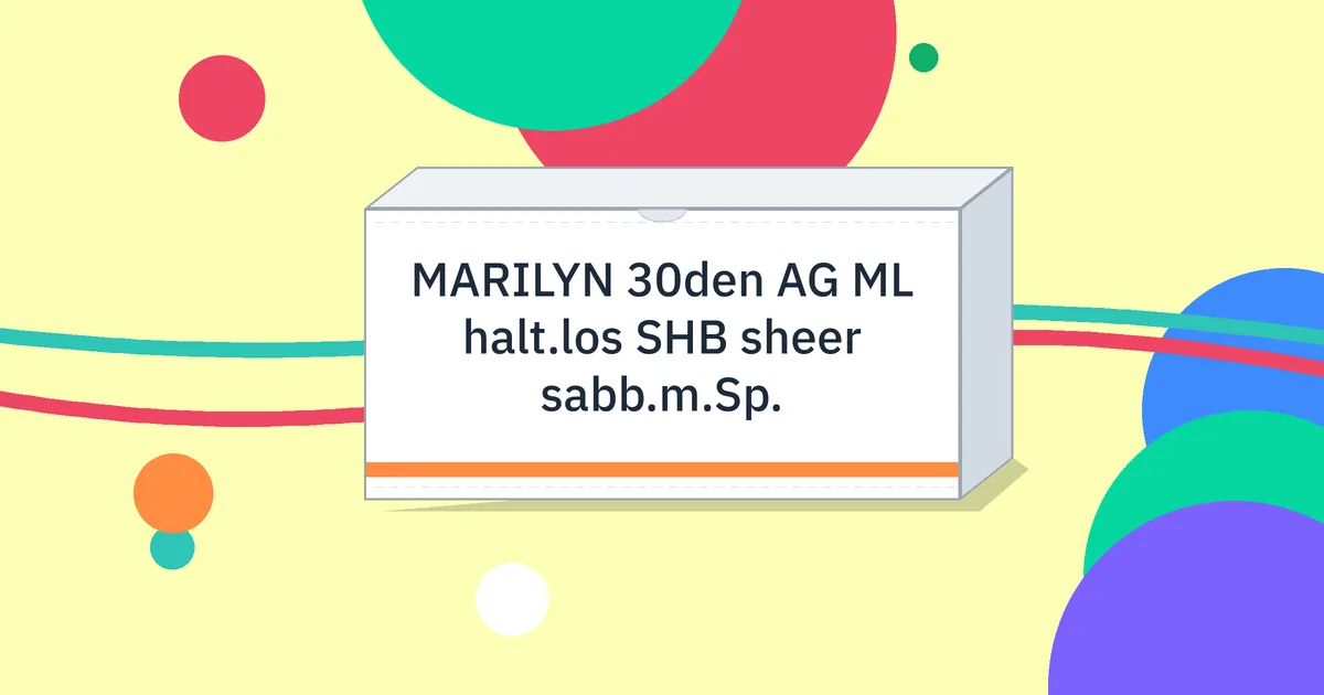 Symbolbild: Packung mit der Aufschrift MARILYN 30den AG ML halt.los SHB sheer sabb.m.Sp. (PZN 16186314) – Verfügbarkeit und Bezug in Apotheken in Frankfurt am Main