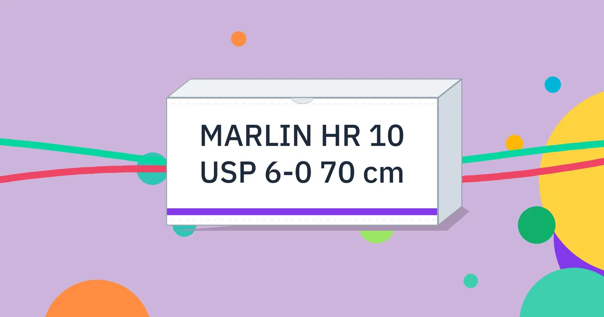 Symbolbild: Packung mit der Aufschrift MARLIN HR 10 USP 6-0 70 cm (PZN 01816436) – Verfügbarkeit und Bezug in Apotheken in Frankfurt am Main