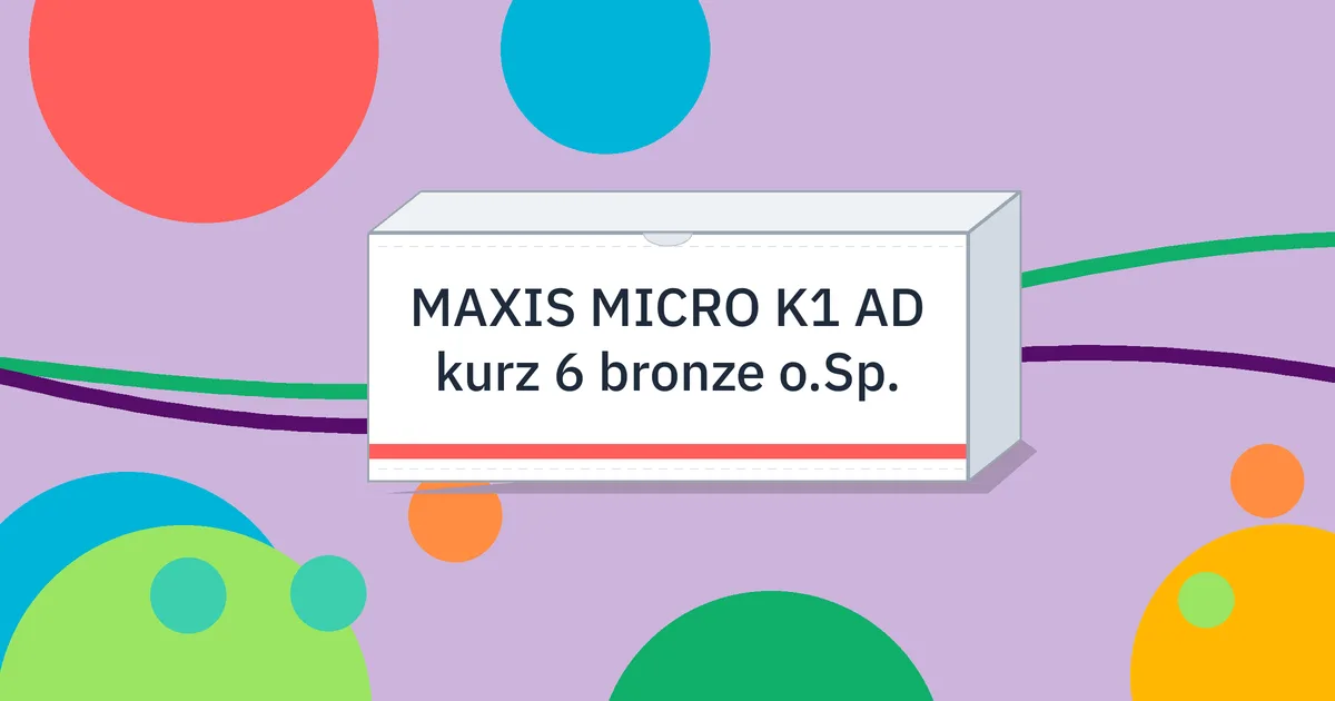 Symbolbild: Packung mit der Aufschrift MAXIS MICRO K1 AD kurz 6 bronze o.Sp. (PZN 17672100) – Verfügbarkeit und Bezug in Apotheken in Frankfurt am Main