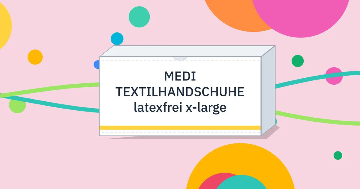 Symbolbild: Packung mit der Aufschrift MEDI TEXTILHANDSCHUHE latexfrei x-large (PZN 13581866) – Verfügbarkeit und Bezug in Apotheken in Frankfurt am Main