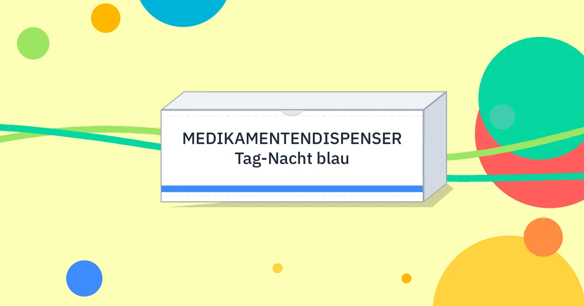 Symbolbild: Packung mit der Aufschrift MEDIKAMENTENDISPENSER Tag-Nacht blau (PZN 01871547) – Verfügbarkeit und Bezug in Apotheken in Frankfurt am Main