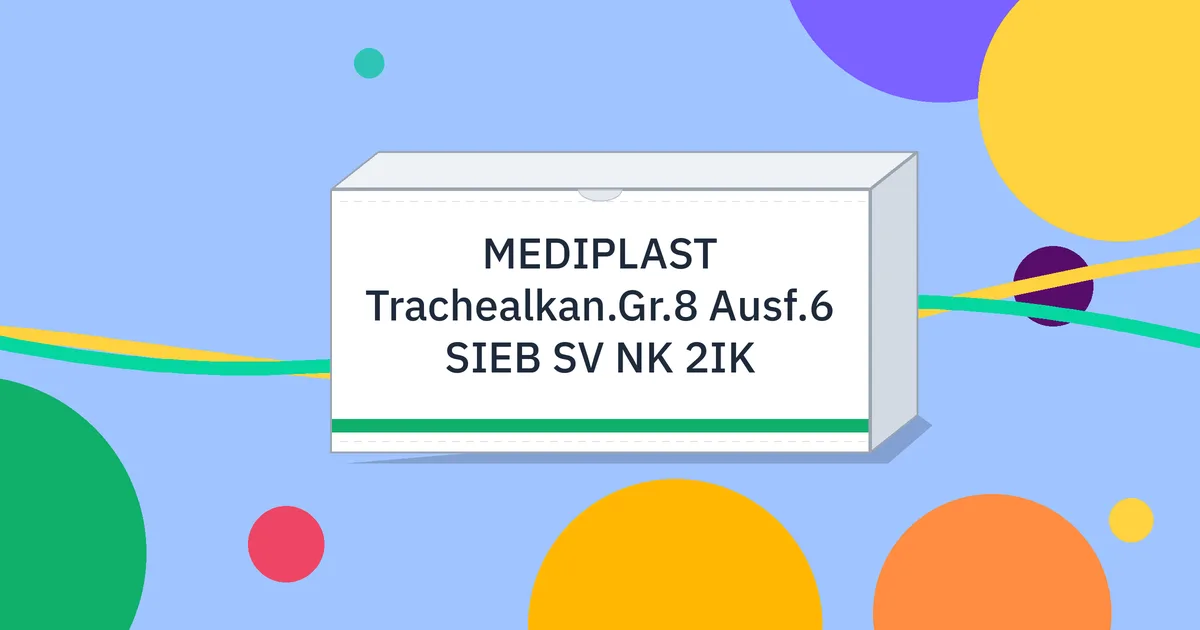 Symbolbild: Packung mit der Aufschrift MEDIPLAST Trachealkan.Gr.8 Ausf.6 SIEB SV NK 2IK (PZN 04527477) – Verfügbarkeit und Bezug in Apotheken in Frankfurt am Main