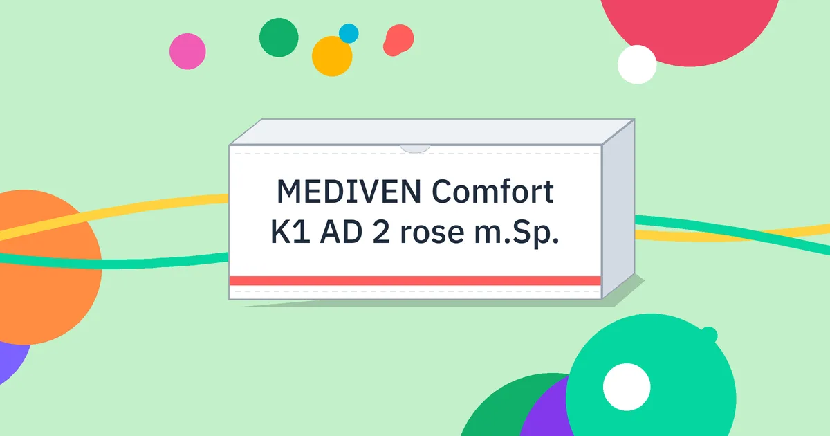 Symbolbild: Packung mit der Aufschrift MEDIVEN Comfort K1 AD 2 rose m.Sp. (PZN 14558906) – Verfügbarkeit und Bezug in Apotheken in Frankfurt am Main