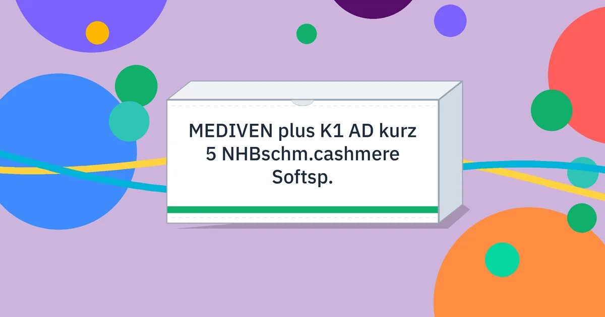 Symbolbild: Packung mit der Aufschrift MEDIVEN plus K1 AD kurz 5 NHBschm.cashmere Softsp. (PZN 15899093) – Verfügbarkeit und Bezug in Apotheken in Frankfurt am Main