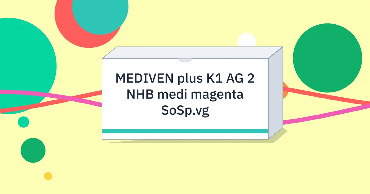 Symbolbild: Packung mit der Aufschrift MEDIVEN plus K1 AG 2 NHB medi magenta SoSp.vg (PZN 15921935) – Verfügbarkeit und Bezug in Apotheken in Frankfurt am Main
