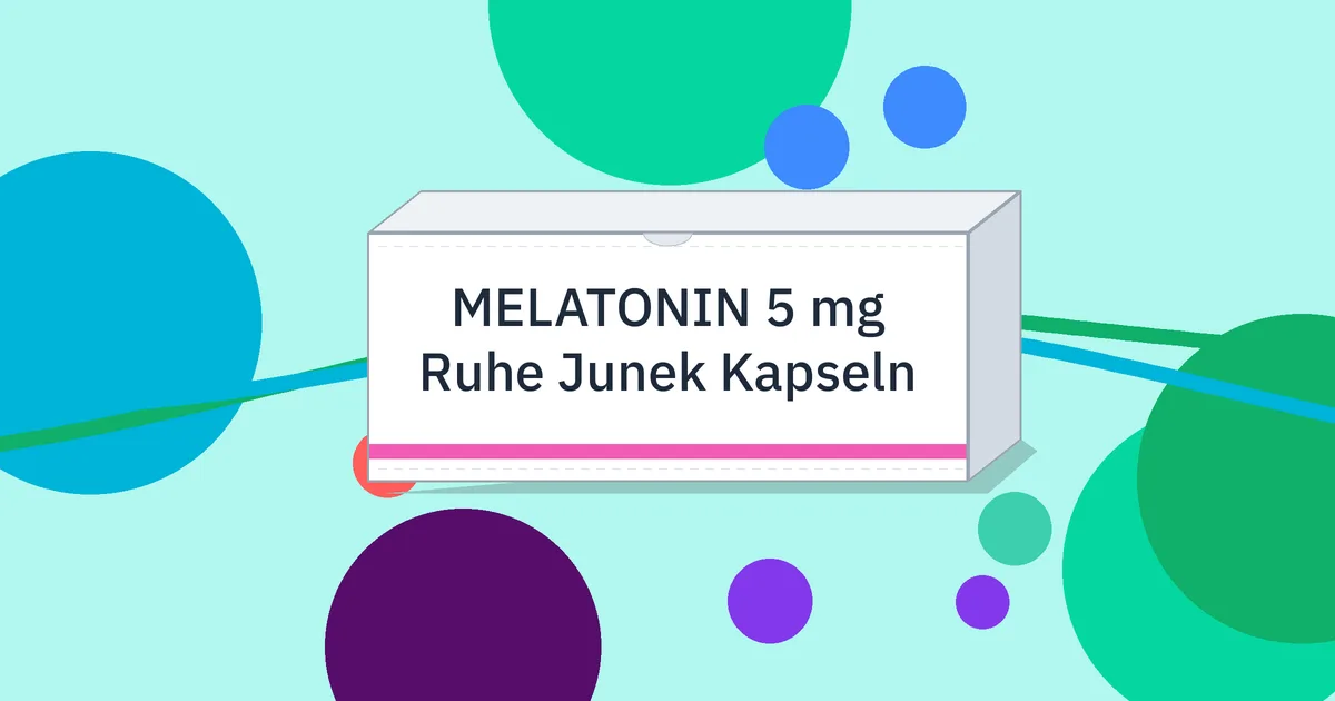 Symbolbild: Packung mit der Aufschrift MELATONIN 5 mg Ruhe Junek Kapseln (PZN 17900535) – Verfügbarkeit und Bezug in Apotheken in Frankfurt am Main
