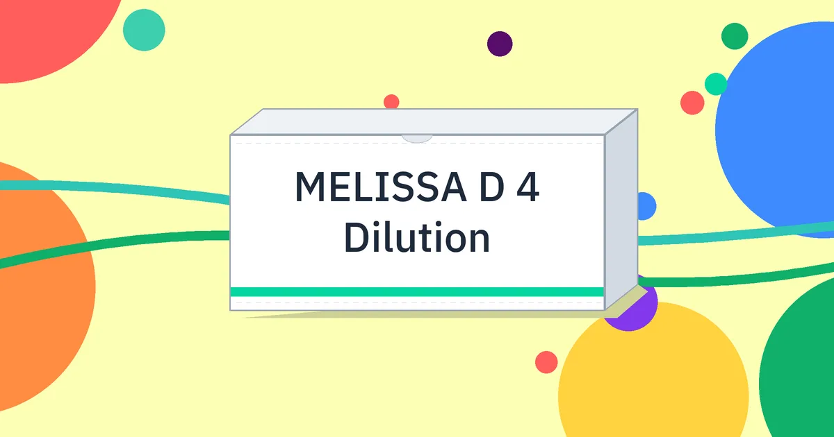 Symbolbild: Packung mit der Aufschrift MELISSA D 4 Dilution (PZN 02617934) – Verfügbarkeit und Bezug in Apotheken in Frankfurt am Main