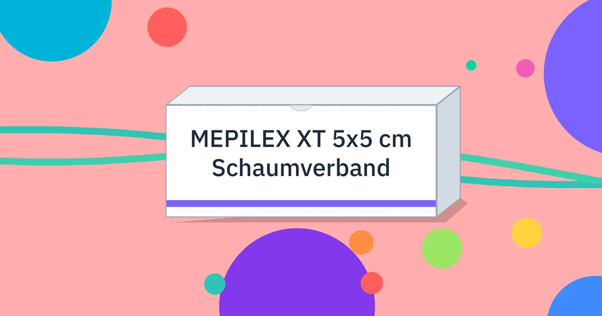 Symbolbild: Packung mit der Aufschrift MEPILEX XT 5x5 cm Schaumverband (PZN 13831843) – Verfügbarkeit und Bezug in Apotheken in Frankfurt am Main