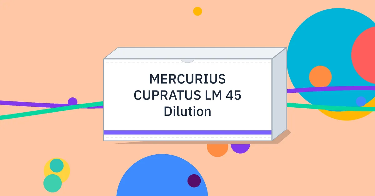 Symbolbild: Packung mit der Aufschrift MERCURIUS CUPRATUS LM 45 Dilution (PZN 12950646) – Verfügbarkeit und Bezug in Apotheken in Frankfurt am Main