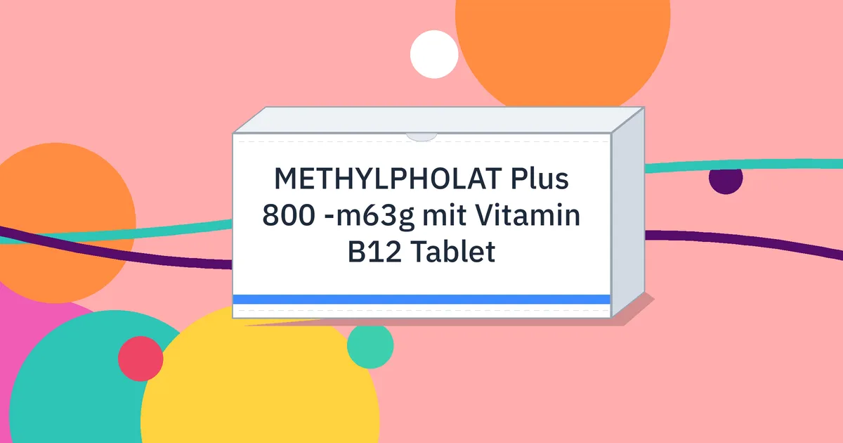 Symbolbild: Packung mit der Aufschrift METHYLPHOLAT Plus 800 -m63g mit Vitamin B12 Tablet (PZN 17016301) – Verfügbarkeit und Bezug in Apotheken in Frankfurt am Main