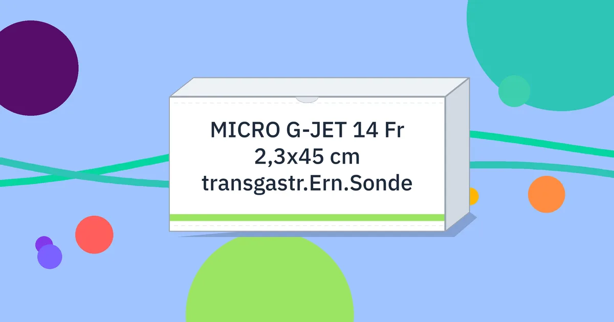 Symbolbild: Packung mit der Aufschrift MICRO G-JET 14 Fr 2,3x45 cm transgastr.Ern.Sonde (PZN 17818526) – Verfügbarkeit und Bezug in Apotheken in Frankfurt am Main