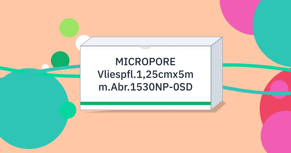 Symbolbild: Packung mit der Aufschrift MICROPORE Vliespfl.1,25cmx5m m.Abr.1530NP-0SD (PZN 19814745) – Verfügbarkeit und Bezug in Apotheken in Frankfurt am Main