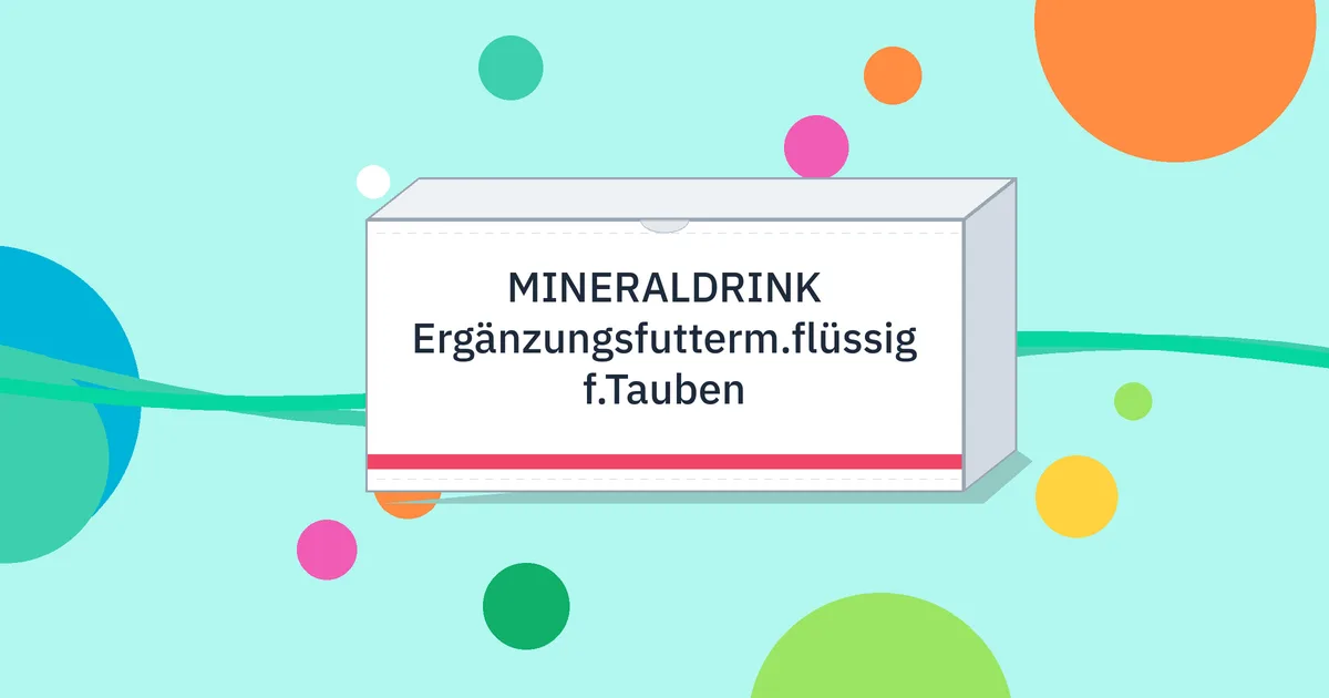 Symbolbild: Packung mit der Aufschrift MINERALDRINK Ergänzungsfutterm.flüssig f.Tauben (PZN 14448767) – Verfügbarkeit und Bezug in Apotheken in Frankfurt am Main