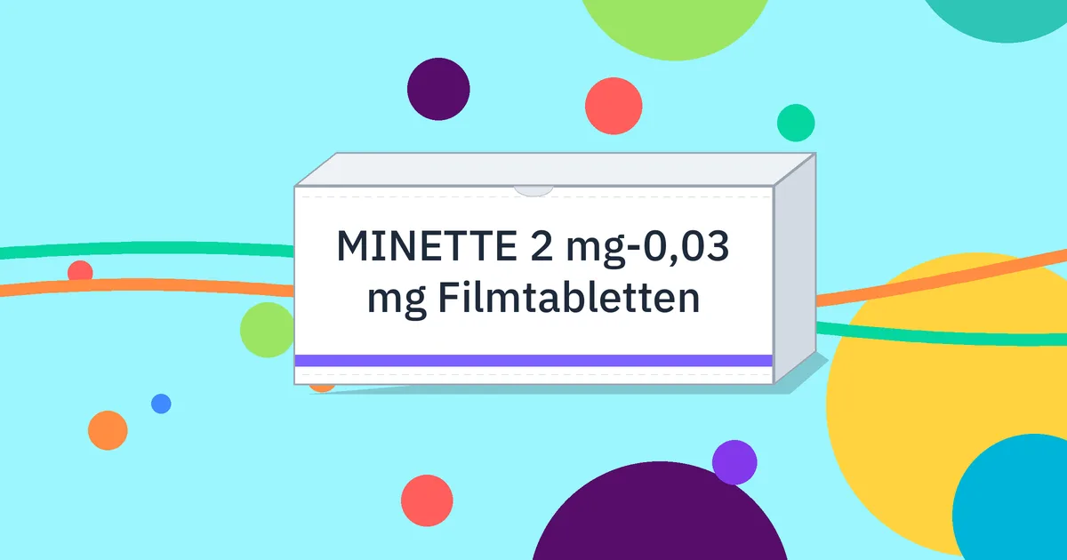 Symbolbild: Packung mit der Aufschrift MINETTE 2 mg-0,03 mg Filmtabletten (PZN 05372634) – Verfügbarkeit und Bezug in Apotheken in Frankfurt am Main