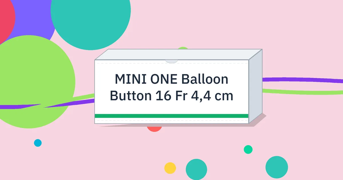 Symbolbild: Packung mit der Aufschrift MINI ONE Balloon Button 16 Fr 4,4 cm (PZN 14342164) – Verfügbarkeit und Bezug in Apotheken in Frankfurt am Main