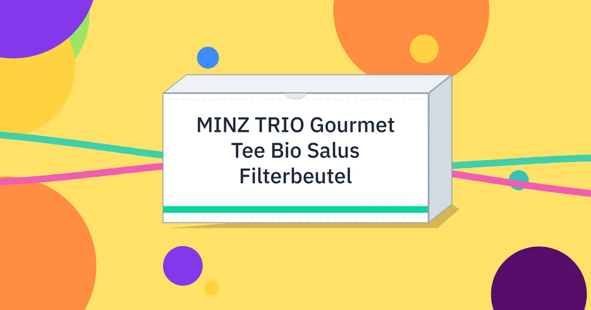 Symbolbild: Packung mit der Aufschrift MINZ TRIO Gourmet Tee Bio Salus Filterbeutel (PZN 18452582) – Verfügbarkeit und Bezug in Apotheken in Frankfurt am Main