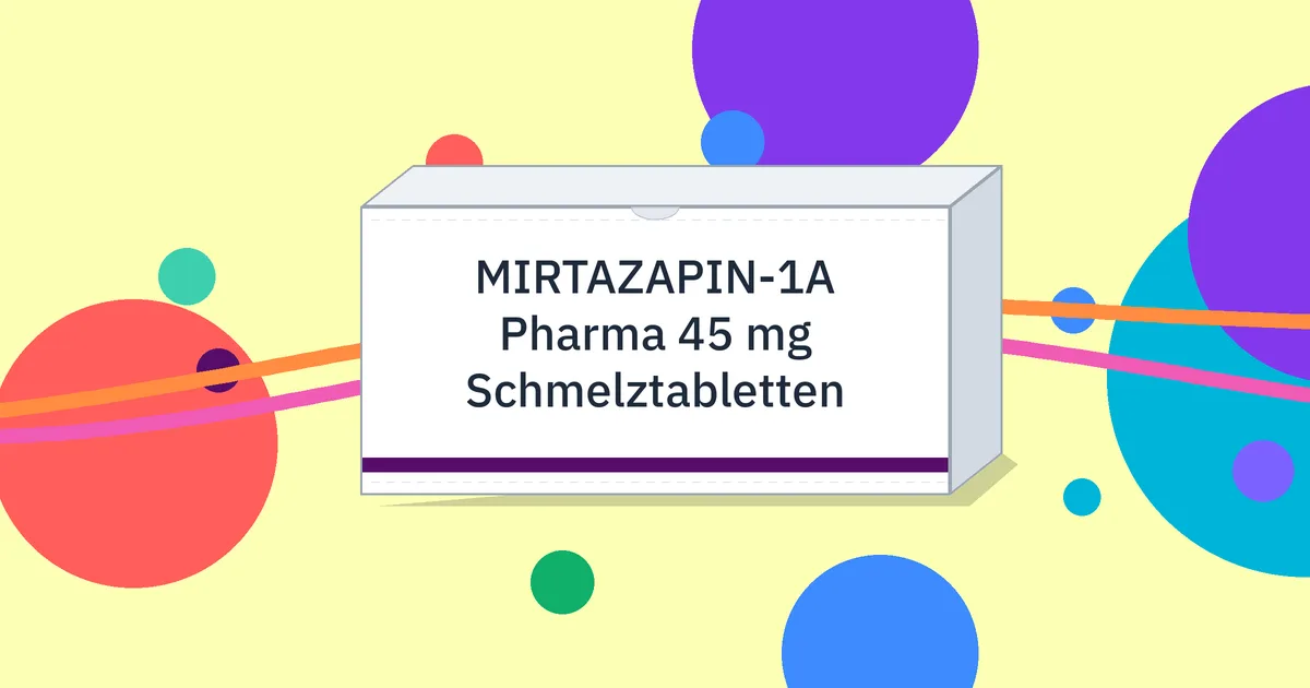 Symbolbild: Packung mit der Aufschrift MIRTAZAPIN-1A Pharma 45 mg Schmelztabletten (PZN 06320970) – Verfügbarkeit und Bezug in Apotheken in Frankfurt am Main