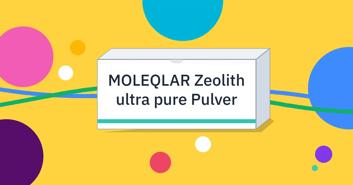 Symbolbild: Packung mit der Aufschrift MOLEQLAR Zeolith ultra pure Pulver (PZN 20584575) – Verfügbarkeit und Bezug in Apotheken in Frankfurt am Main