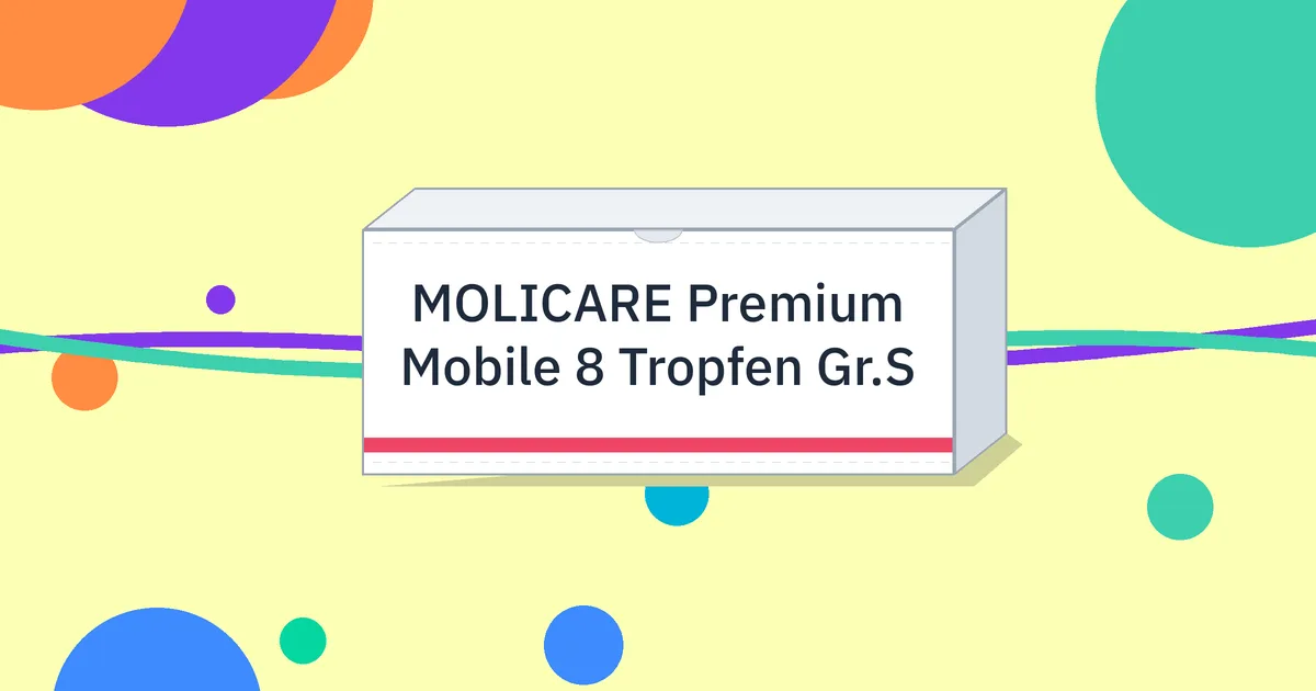 Symbolbild: Packung mit der Aufschrift MOLICARE Premium Mobile 8 Tropfen Gr.S (PZN 13506511) – Verfügbarkeit und Bezug in Apotheken in Frankfurt am Main