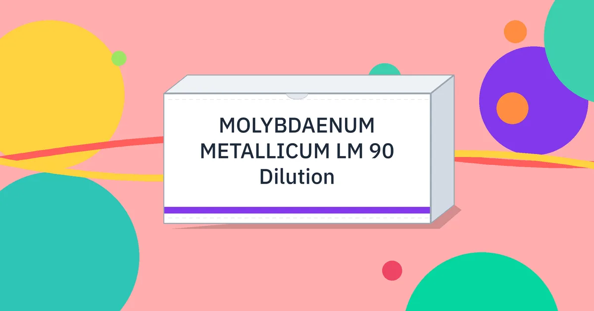 Symbolbild: Packung mit der Aufschrift MOLYBDAENUM METALLICUM LM 90 Dilution (PZN 13610088) – Verfügbarkeit und Bezug in Apotheken in Frankfurt am Main
