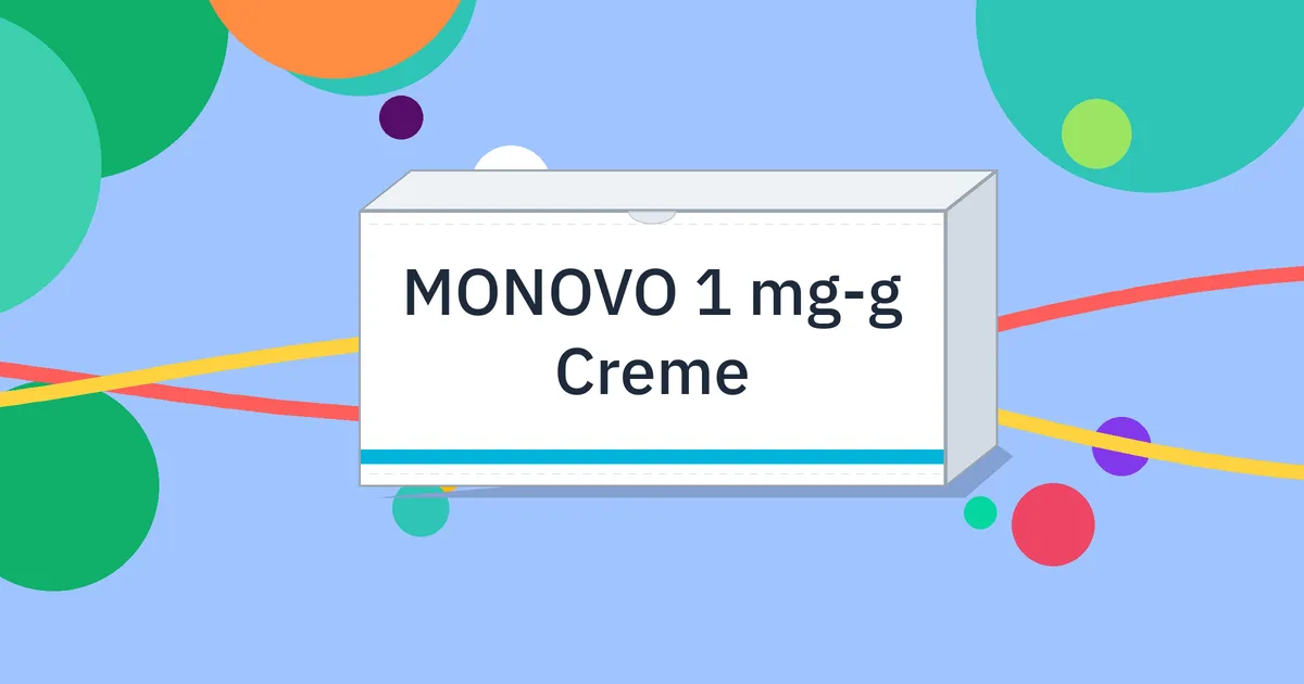 Symbolbild: Packung mit der Aufschrift MONOVO 1 mg-g Creme (PZN 10744747) – Verfügbarkeit und Bezug in Apotheken in Frankfurt am Main