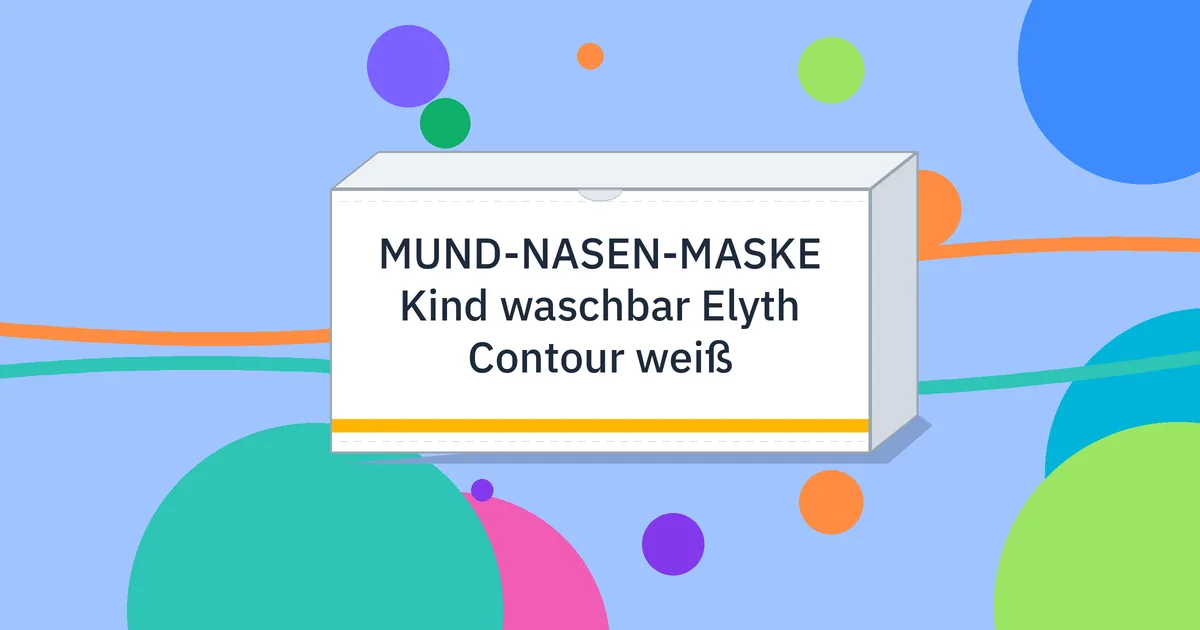 Symbolbild: Packung mit der Aufschrift MUND-NASEN-MASKE Kind waschbar Elyth Contour weiß (PZN 16755746) – Verfügbarkeit und Bezug in Apotheken in Frankfurt am Main
