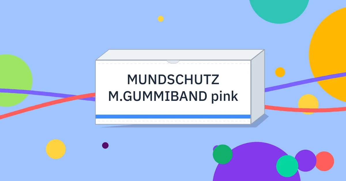 Symbolbild: Packung mit der Aufschrift MUNDSCHUTZ M.GUMMIBAND pink (PZN 11549806) – Verfügbarkeit und Bezug in Apotheken in Frankfurt am Main