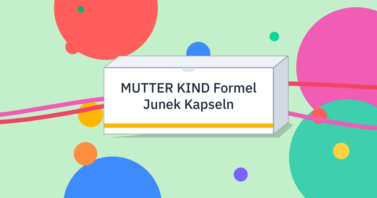 Symbolbild: Packung mit der Aufschrift MUTTER KIND Formel Junek Kapseln (PZN 20281372) – Verfügbarkeit und Bezug in Apotheken in Frankfurt am Main