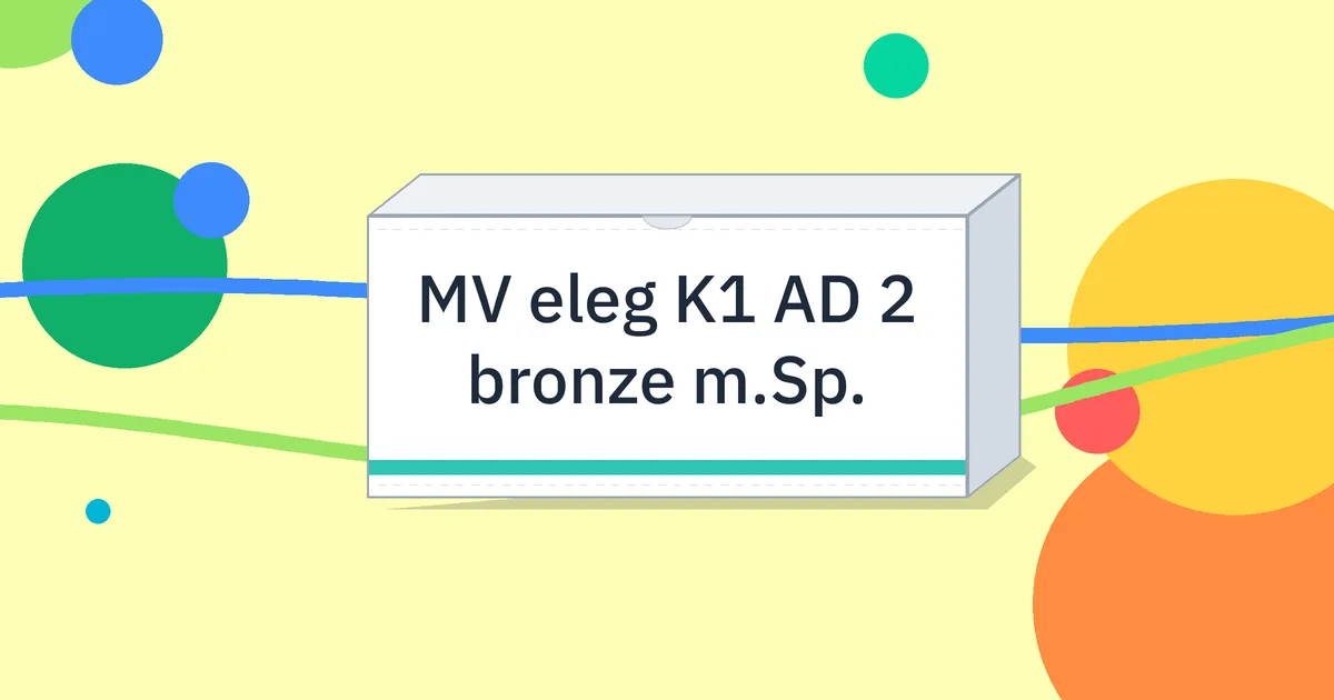Symbolbild: Packung mit der Aufschrift MV eleg K1 AD 2 bronze m.Sp. (PZN 14704957) – Verfügbarkeit und Bezug in Apotheken in Frankfurt am Main