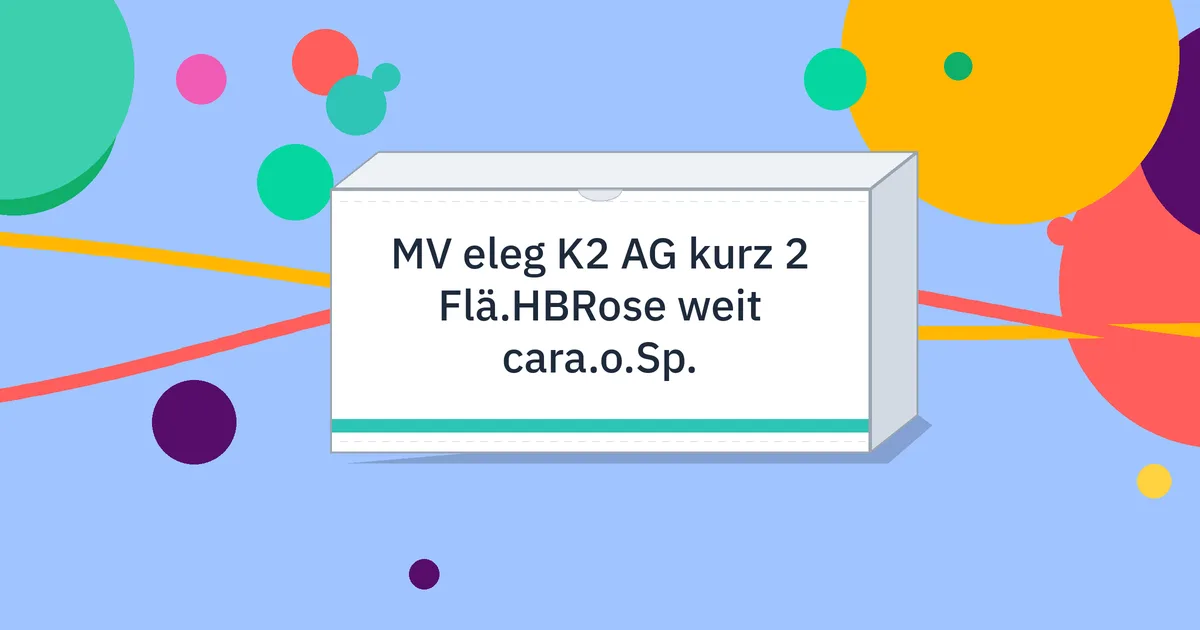 Symbolbild: Packung mit der Aufschrift MV eleg K2 AG kurz 2 Flä.HBRose weit cara.o.Sp. (PZN 15706616) – Verfügbarkeit und Bezug in Apotheken in Frankfurt am Main